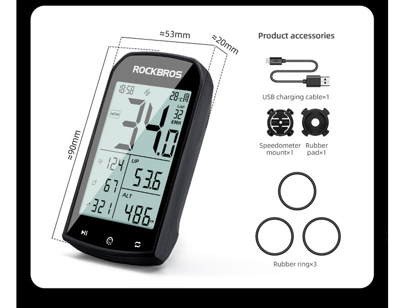 ROCKBROS M1 Bike Computer Power Cadance Heart Rate Display Speedometer ...