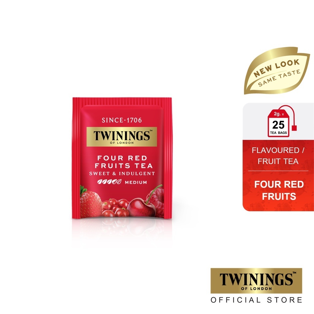 TWININGS 4 Red Fruits Flavored Tea (25's x 2g) | Flavored Black Tea ...