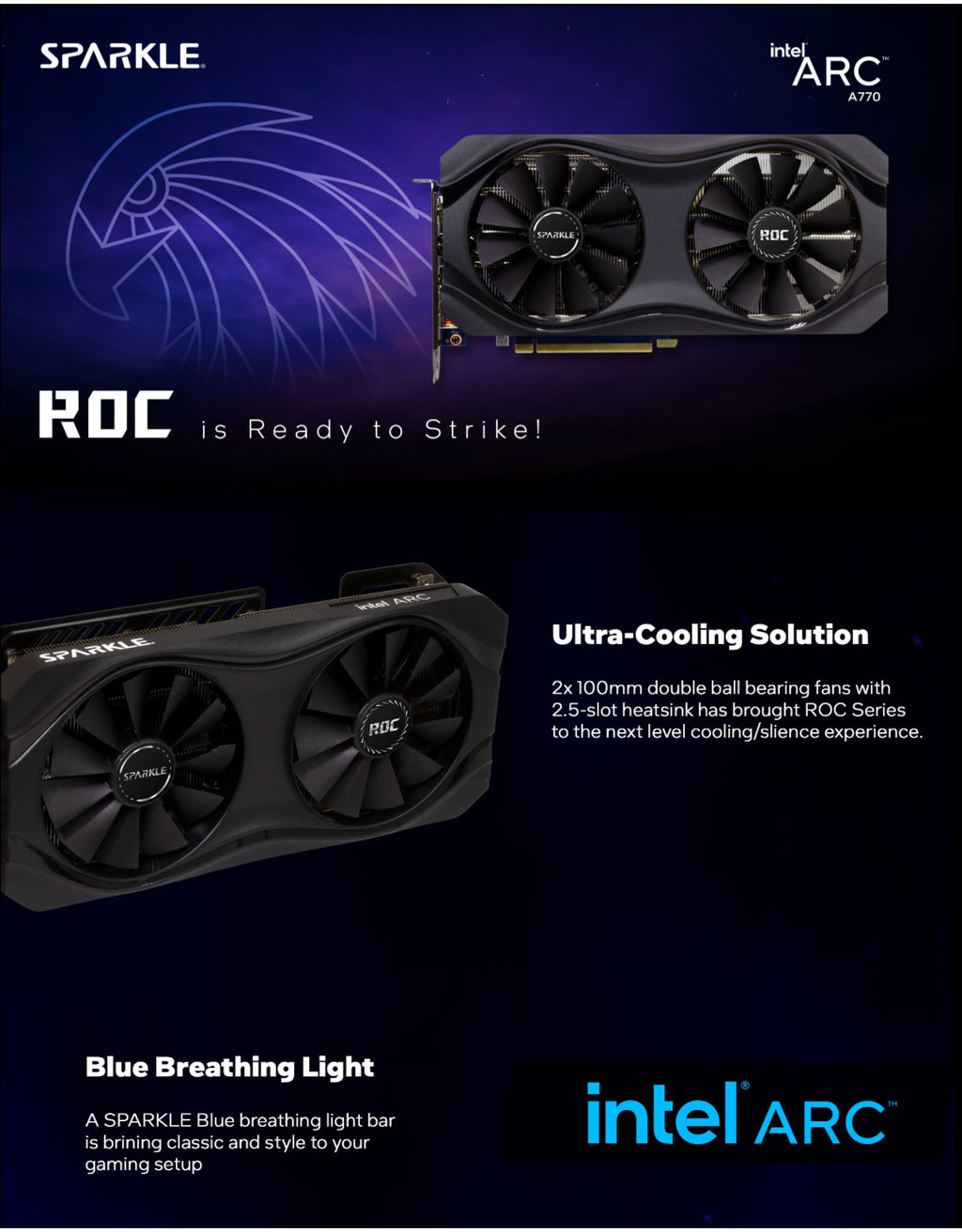 SPARKLE Intel Arc A770 ROC / A770 ROC LUNA OC Edition 16GB GDDR6 ...