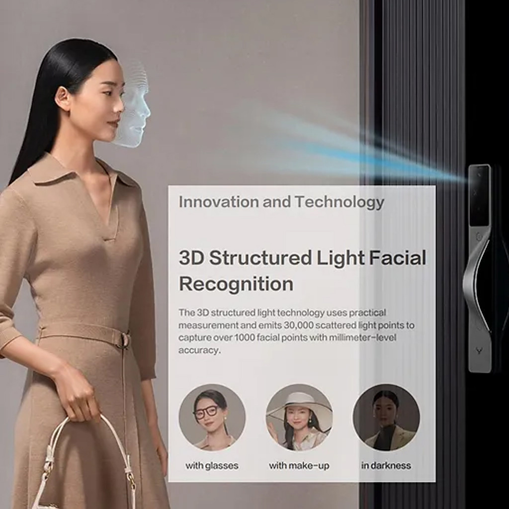 Lockin V5 Max Smart Digital DoorLock Palm Vein, 3D Face Recognition ...