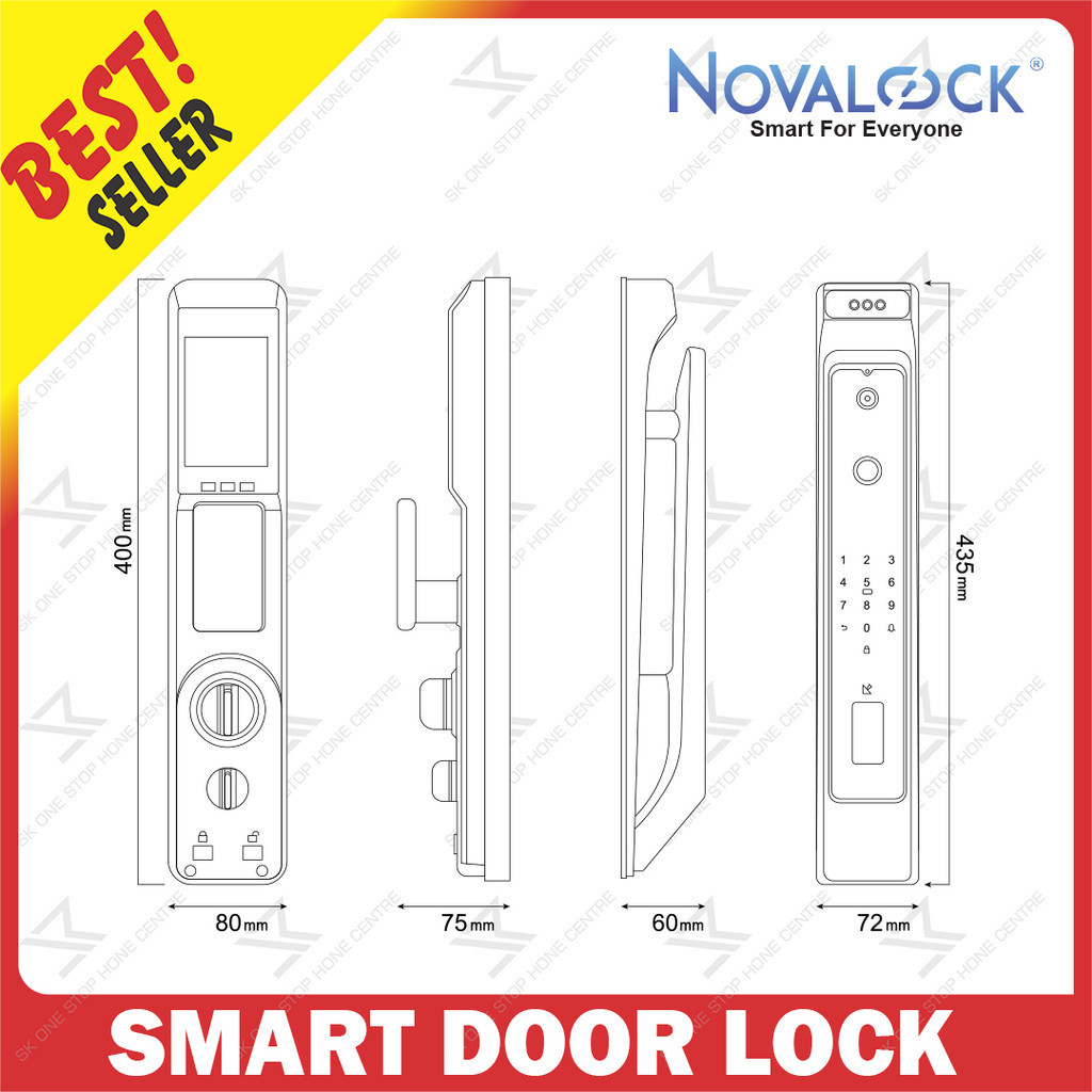 Novalock NDM 9802 V-PRO SMART DIGITAL DOOR LOCK (Face Recognition, Door ...