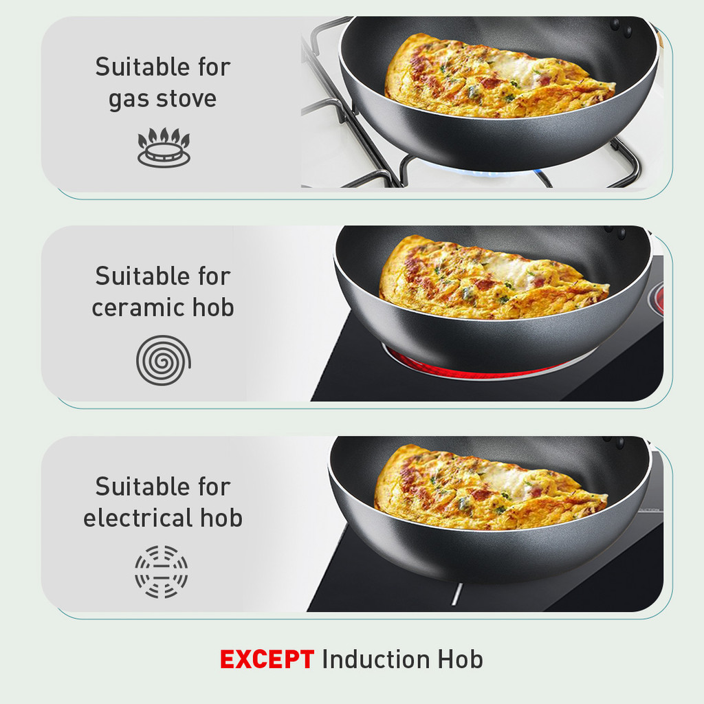 Tefal Cook & Clean 4pcs Set (Saucepan with lid 16cm + Wokpan 28cm + Small spatula) | Shopee Malaysia