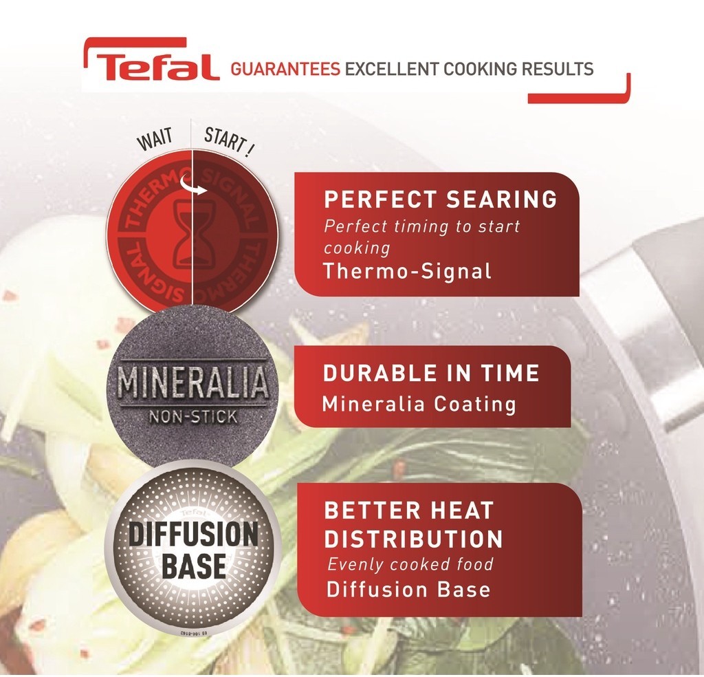 Tefal Natura Wokpan with lid 32cm (Non-stick Cookware, Mineralia Non-stick coating) | Shopee ...