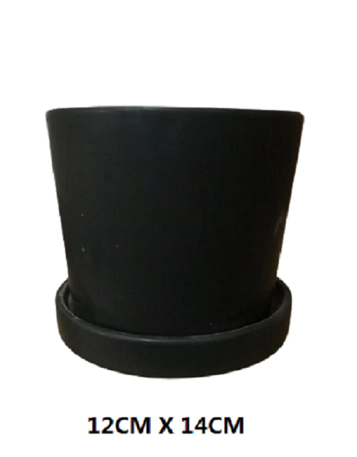 Black Frosted Ceramic Flower Pot | Pasu Seramik Hitam Kesan Matte ...