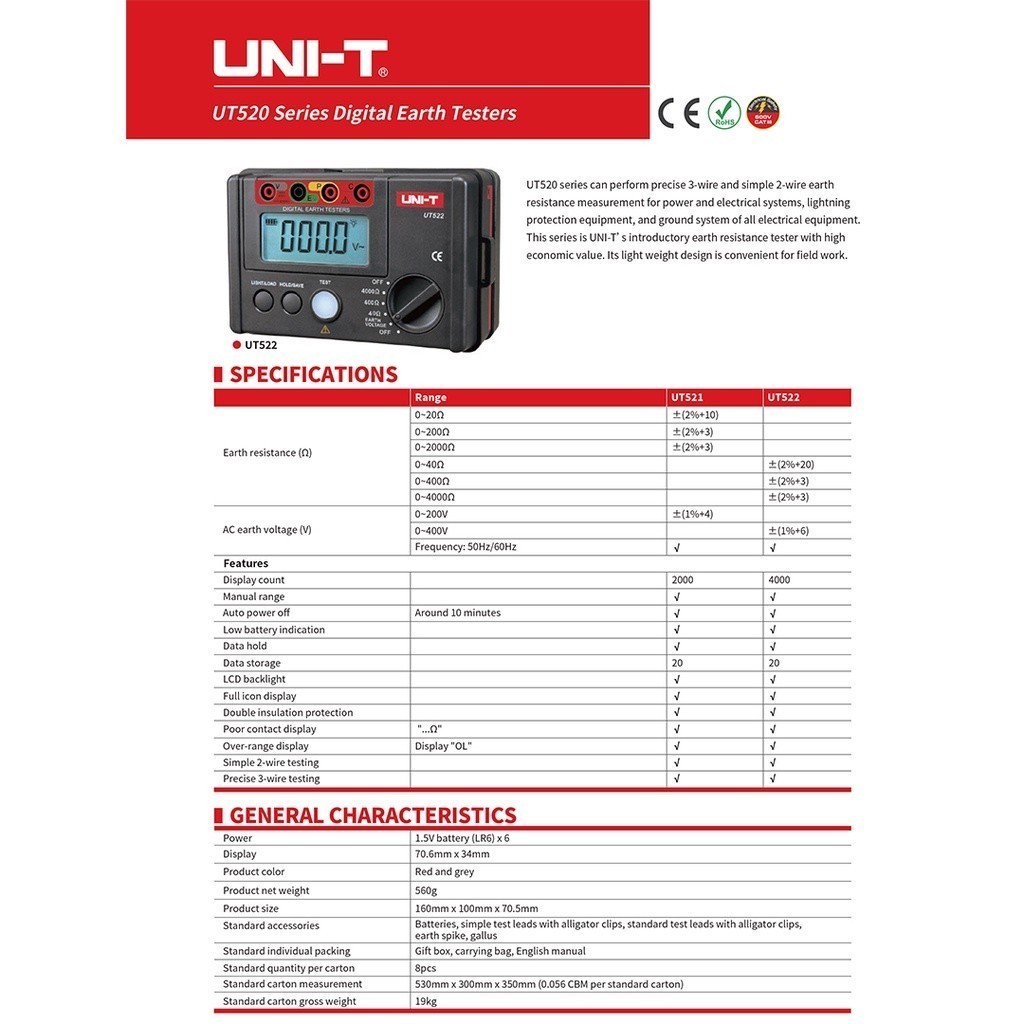 (1pc) Uni-T UT 521 Digital Earth Tester ( 362002203 ) | Shopee Malaysia