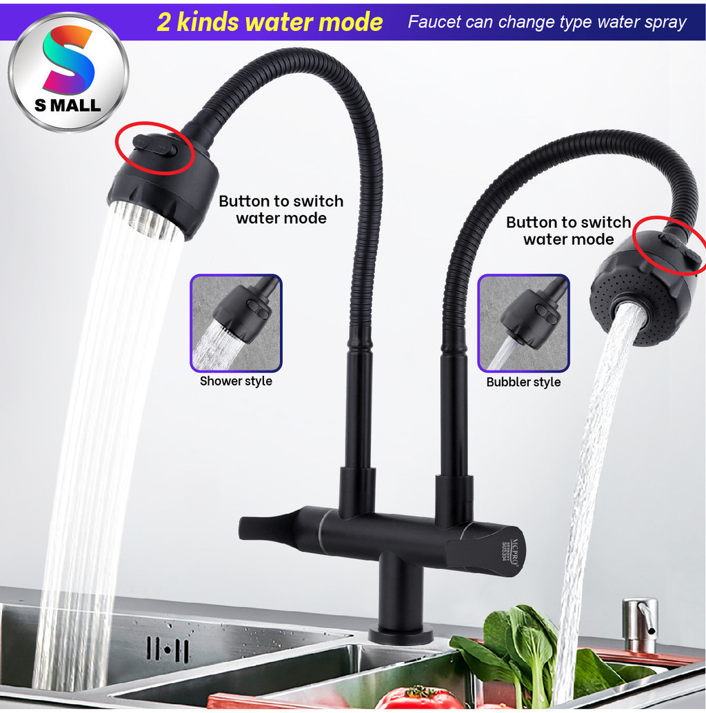 MCPRO SUS304 Stainless Steel Kitchen Faucet BLACK BIG HEAD Flexible ...