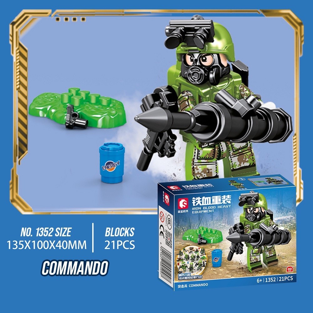 [8 IN 1] Sembo Block 1352 - 1359 Iron Blood Heavy Equipment Series Tank ...