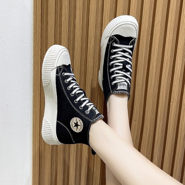 High Cut Shoes Women High Top Canvas Shoes High Cut Sneakers Canvas ...