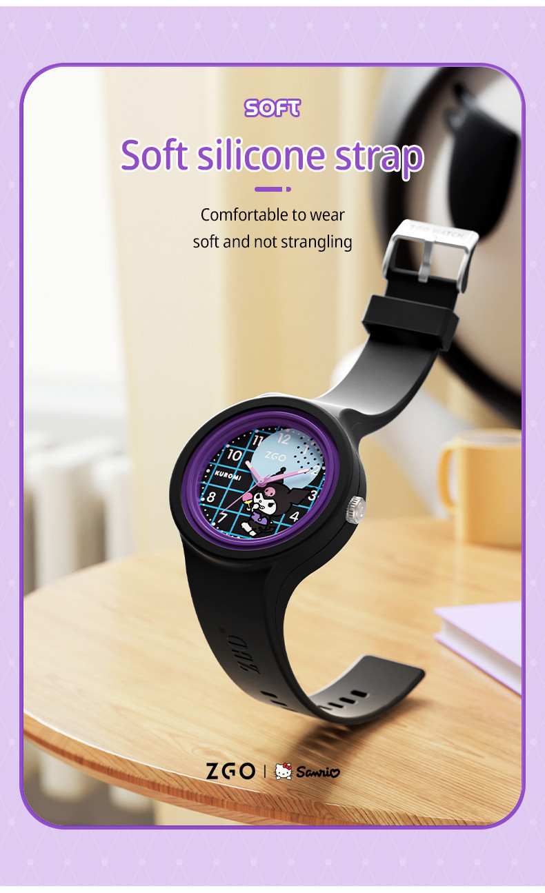 ZGO x Sanrio Kuromi jam tangan Kids Boys Girls Waterproof Quartz ...