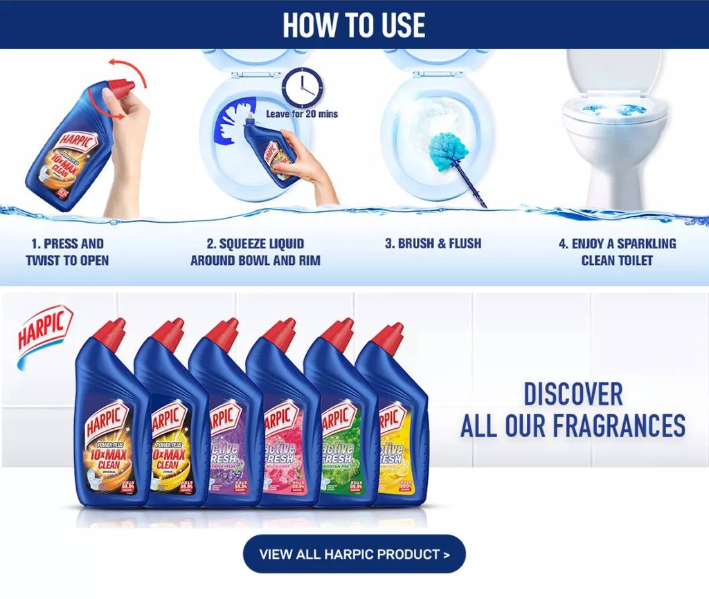 Harpic Powerplus Disinfectant Toilet Cleaner - Lavender Field (450ml x 2) [Value Pack] | Shopee ...