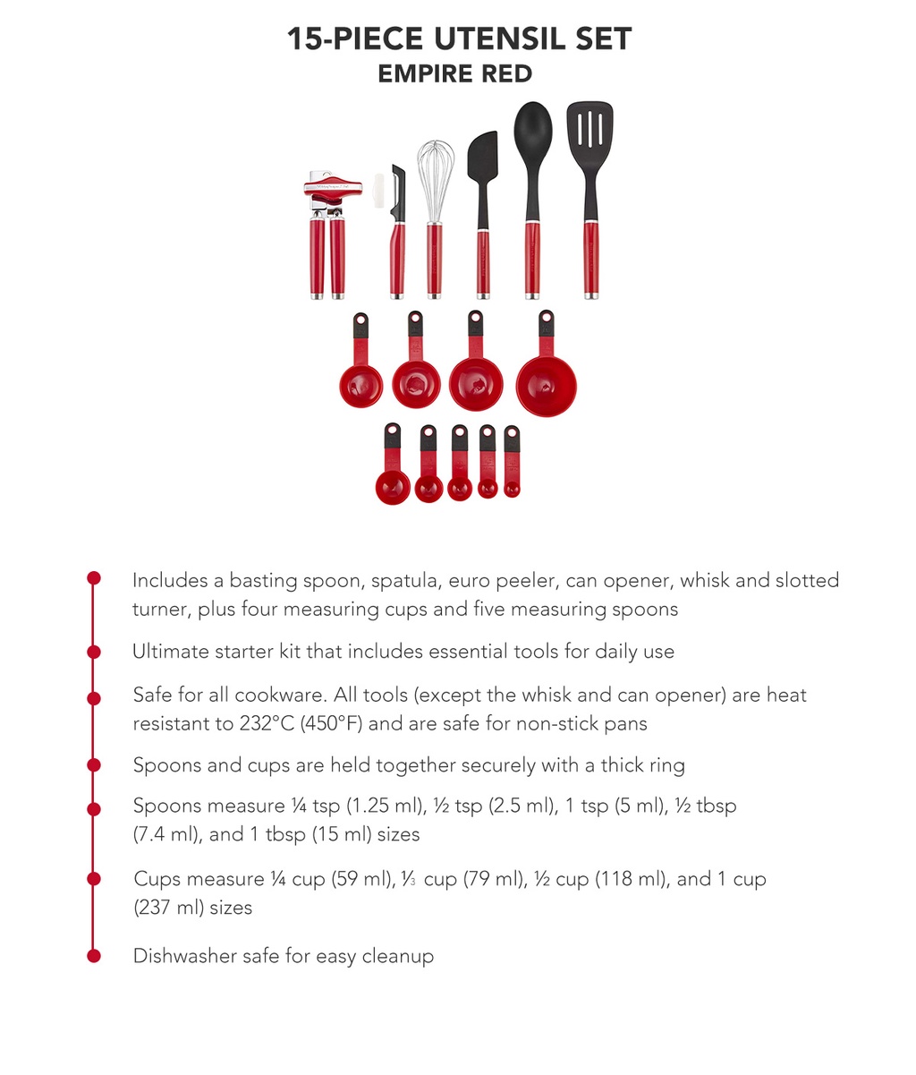 KitchenAid 15-piece Kitchen Utensil Set - Empire Red | Shopee Malaysia