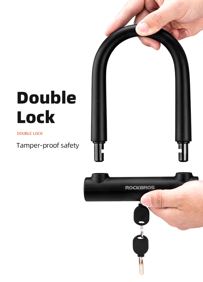 【MY Delivery】ROCKBROS Bike Lock Safety U-Shaped Anti-Hydraulic Shears ...