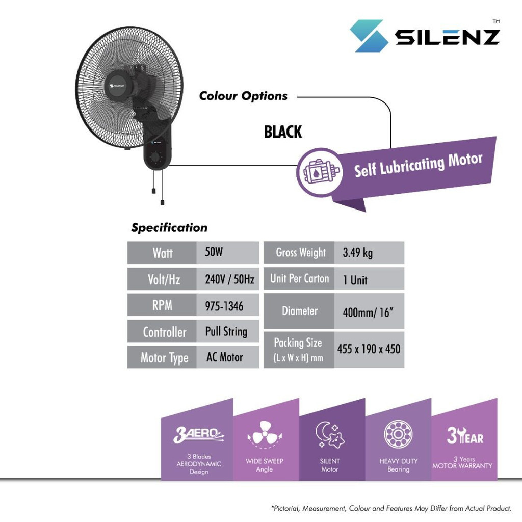 Deka Silenz WF16P / WF26P 16'' Wide Sweep 3 Speed Pull String / Remote ...