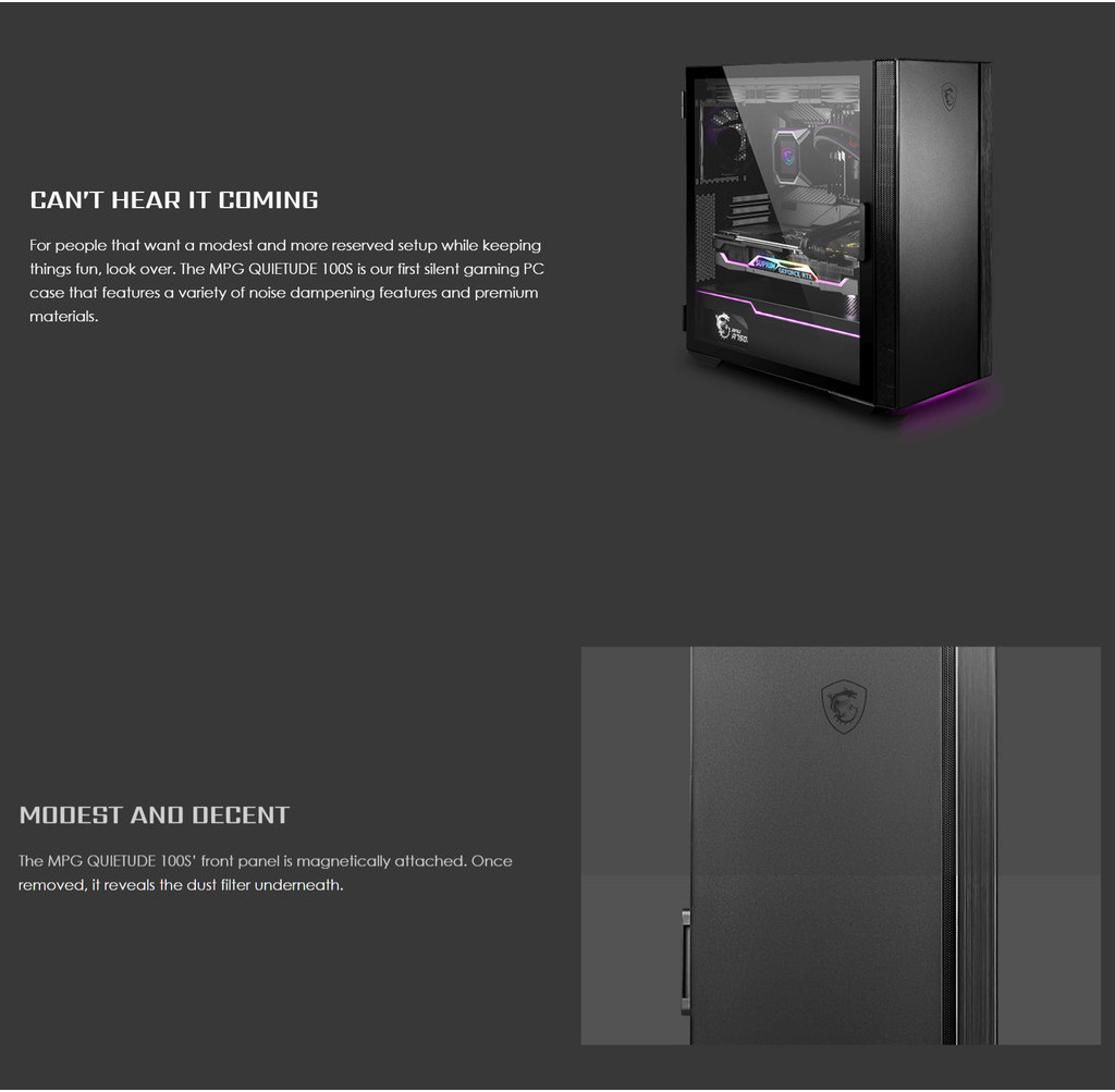 MSI MPG Quietude 100S ARGB Mid-Tower Chassis | Shopee Malaysia