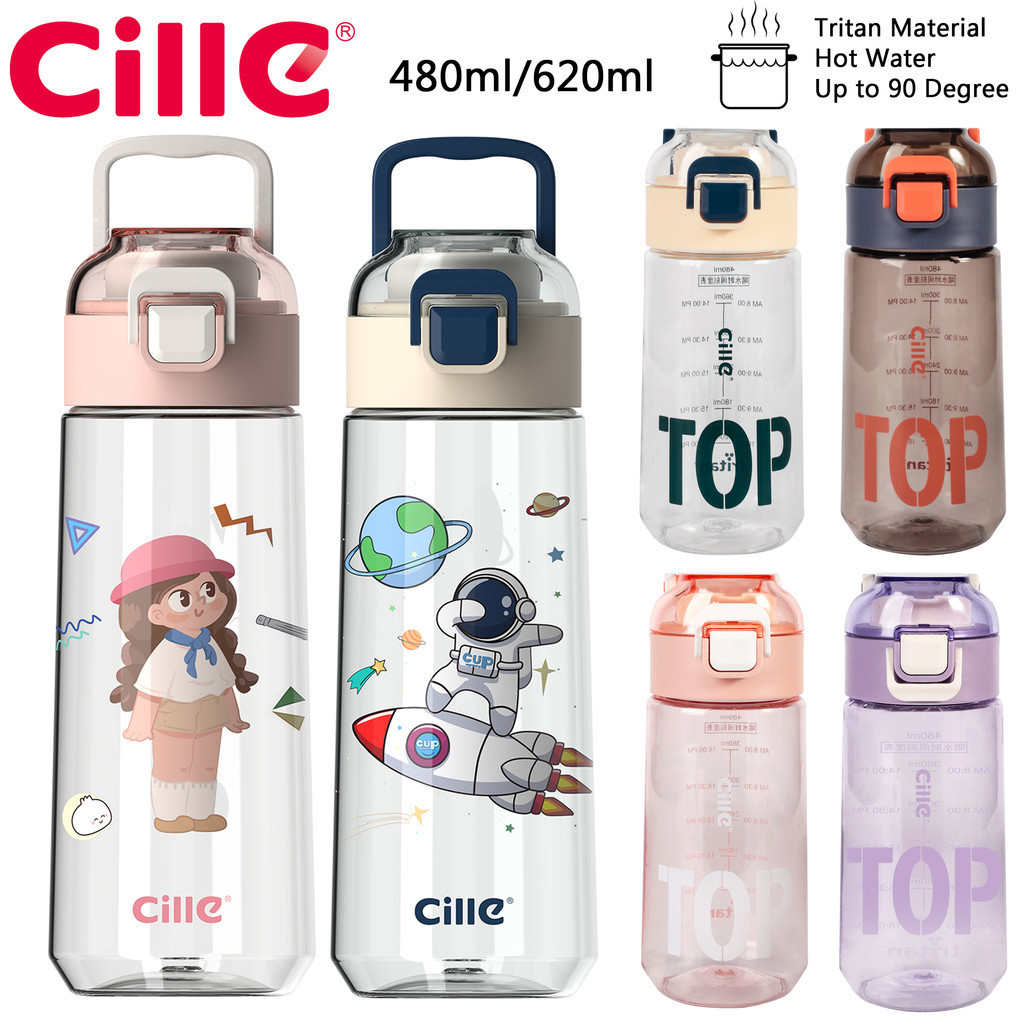 Cille 480ml/620ml Leisure Style Leakproof Tritan BPA-Free Water Bottle ...