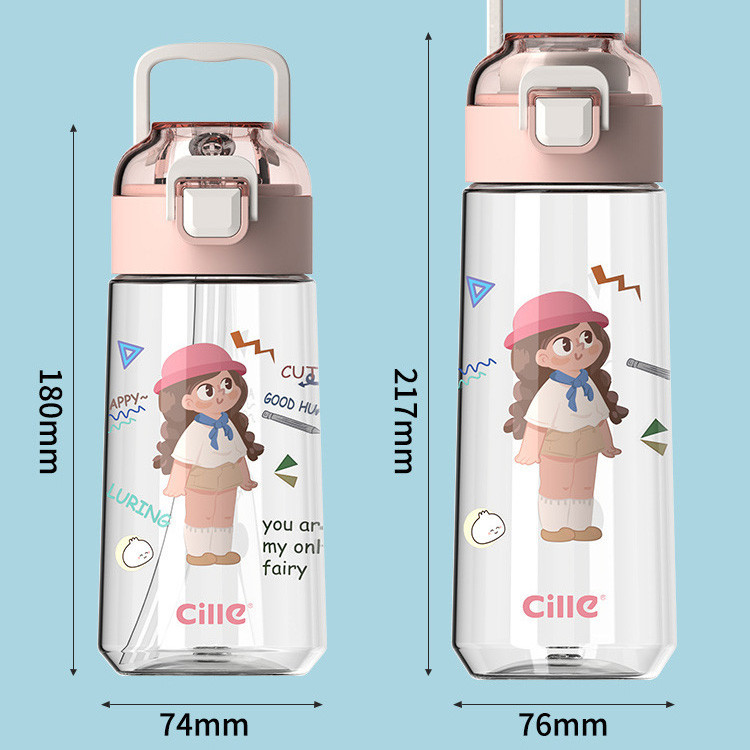 Cille 480ml/620ml Leisure Style Leakproof Tritan BPA-Free Water Bottle ...