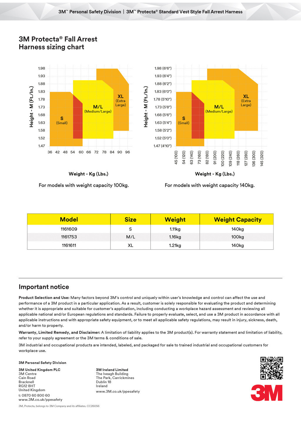 3M™ Protecta P200 Standard Vest Fall Arrest Body Harness with 2 Attachment Points/ 1161753 [1 ...