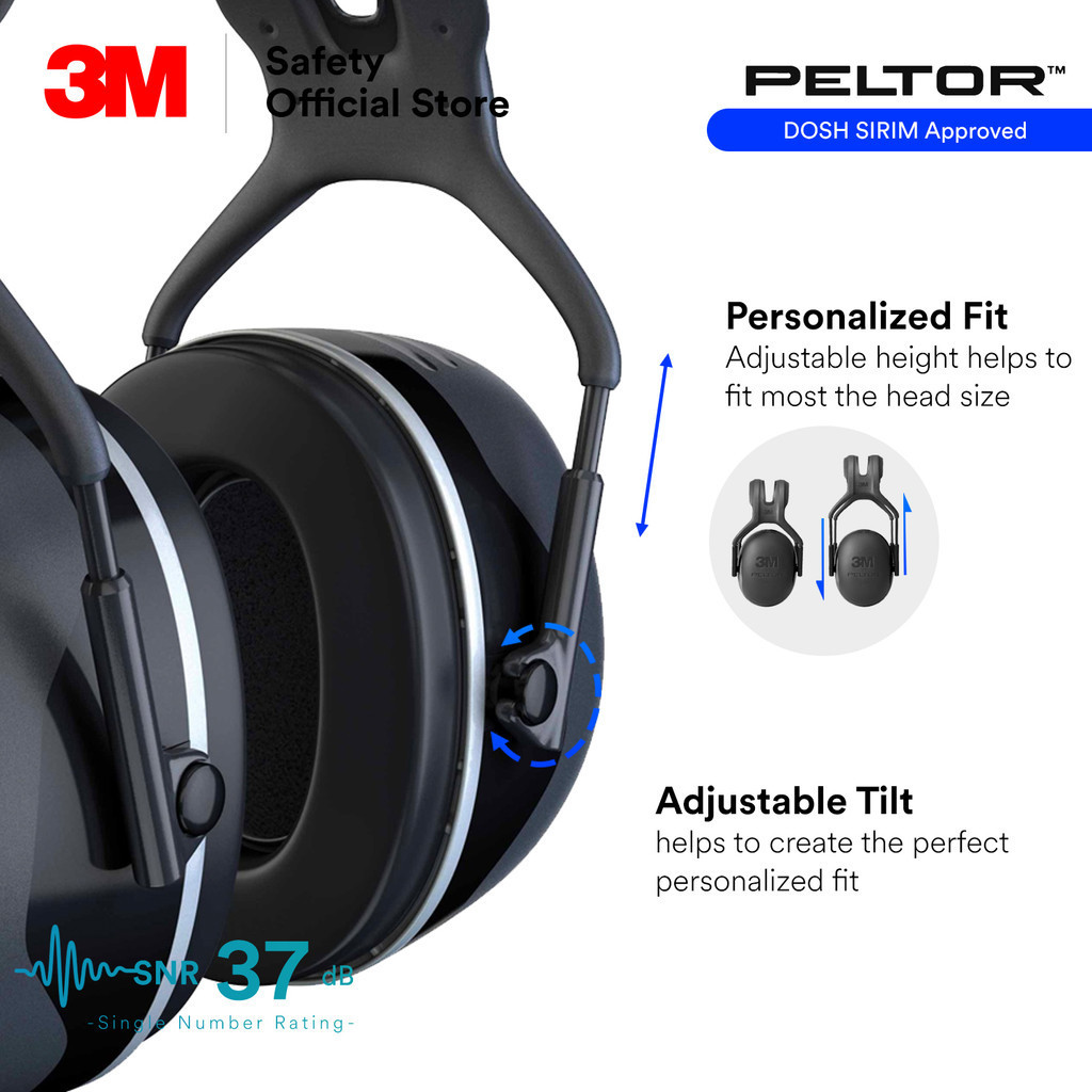 3M™ X5A Peltor X5 Series Over-The-Head Safety Earmuffs/Highest Single Noise Rating SNR 37 dB (1 ...