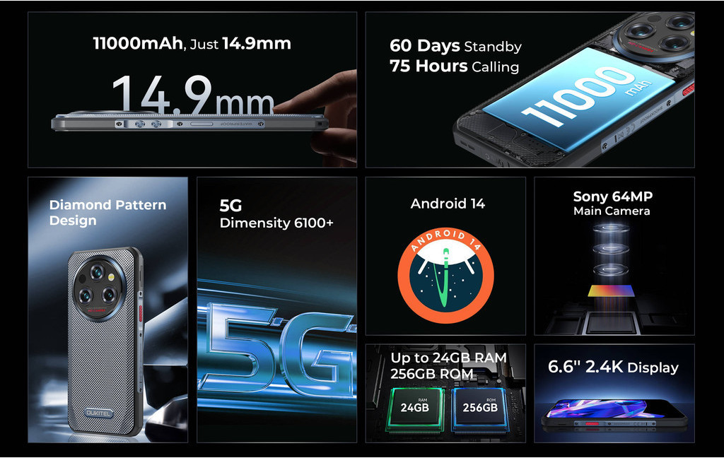 [LOCAL STOCK] OUKITEL WP35 5G Android 14 24GB+256GB Mobiles 6.6” FHD+ 2 ...