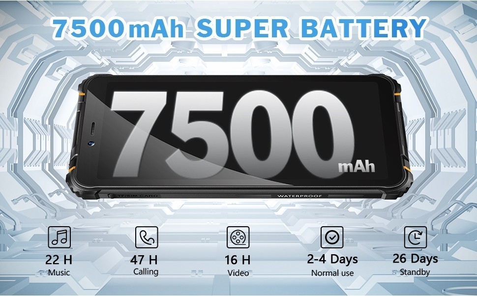 HOTWAV T5 Pro (Android 12/6.0"/7500mAh/4GB+32GB/IP68 & IP69/13MP Camera) Rugged Smartphone ...