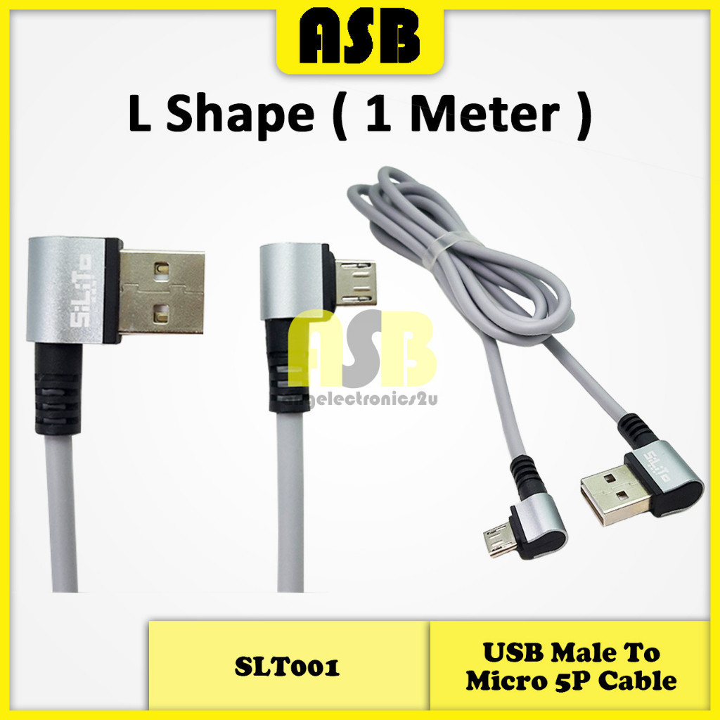 (1pc) USB Male To Micro 5P Cable SLT001 ( L Shape ) ( 1 Meter ...