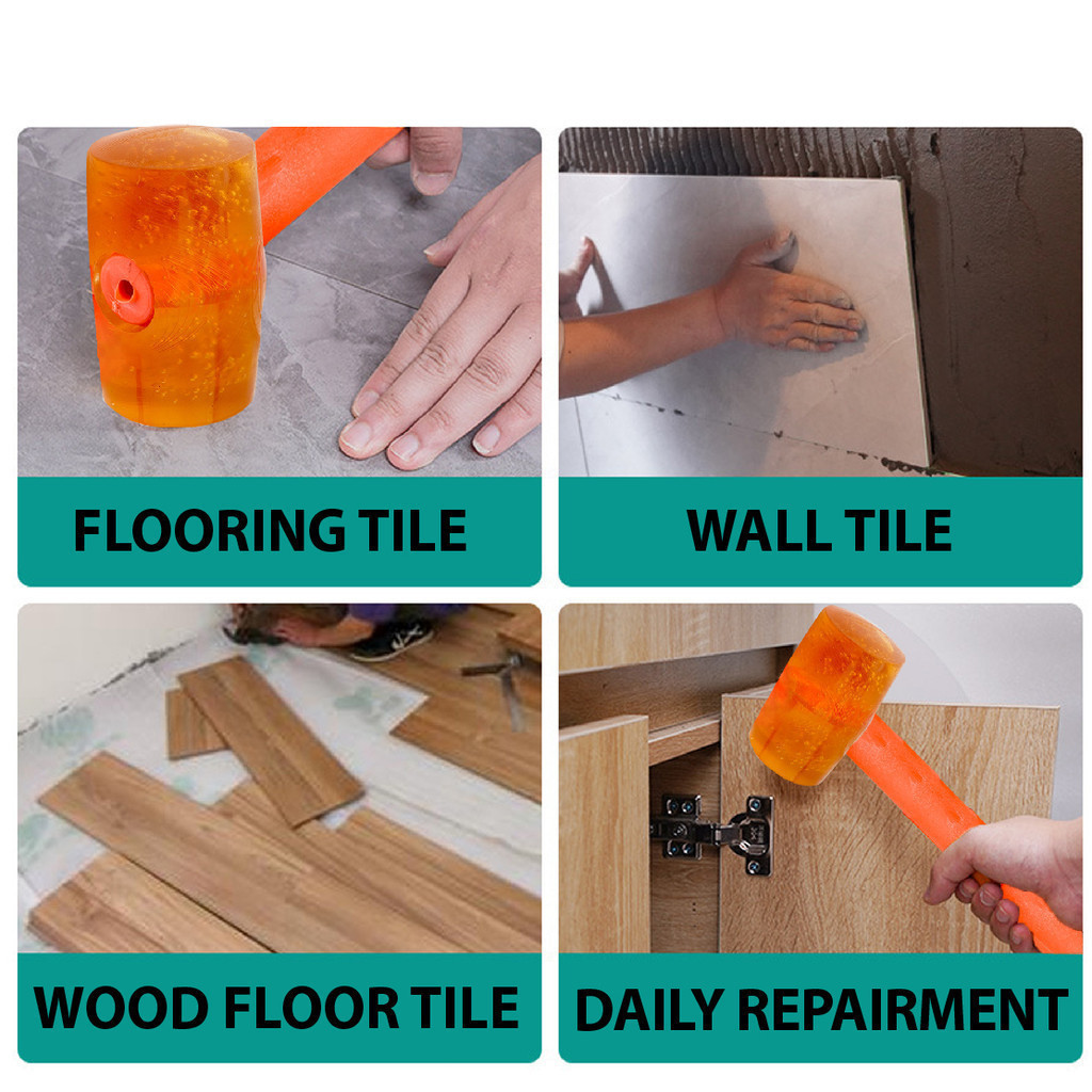 700g 920g Silicone Orange Rubber Mallet Floor Hammer Transparent Dual ...