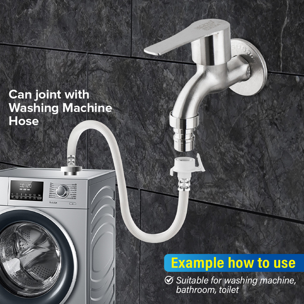 MCPRO PLUS SUS304 Bathroom Washing Machine Wall Bib Tap (SS03/SS1214 ...
