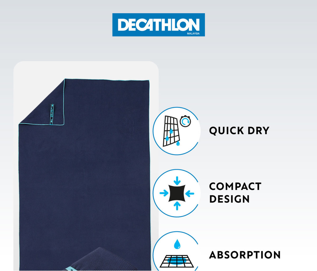 Decathlon L 80 x 130 cm Striped Microfiber Swimming Towel (Compact ...