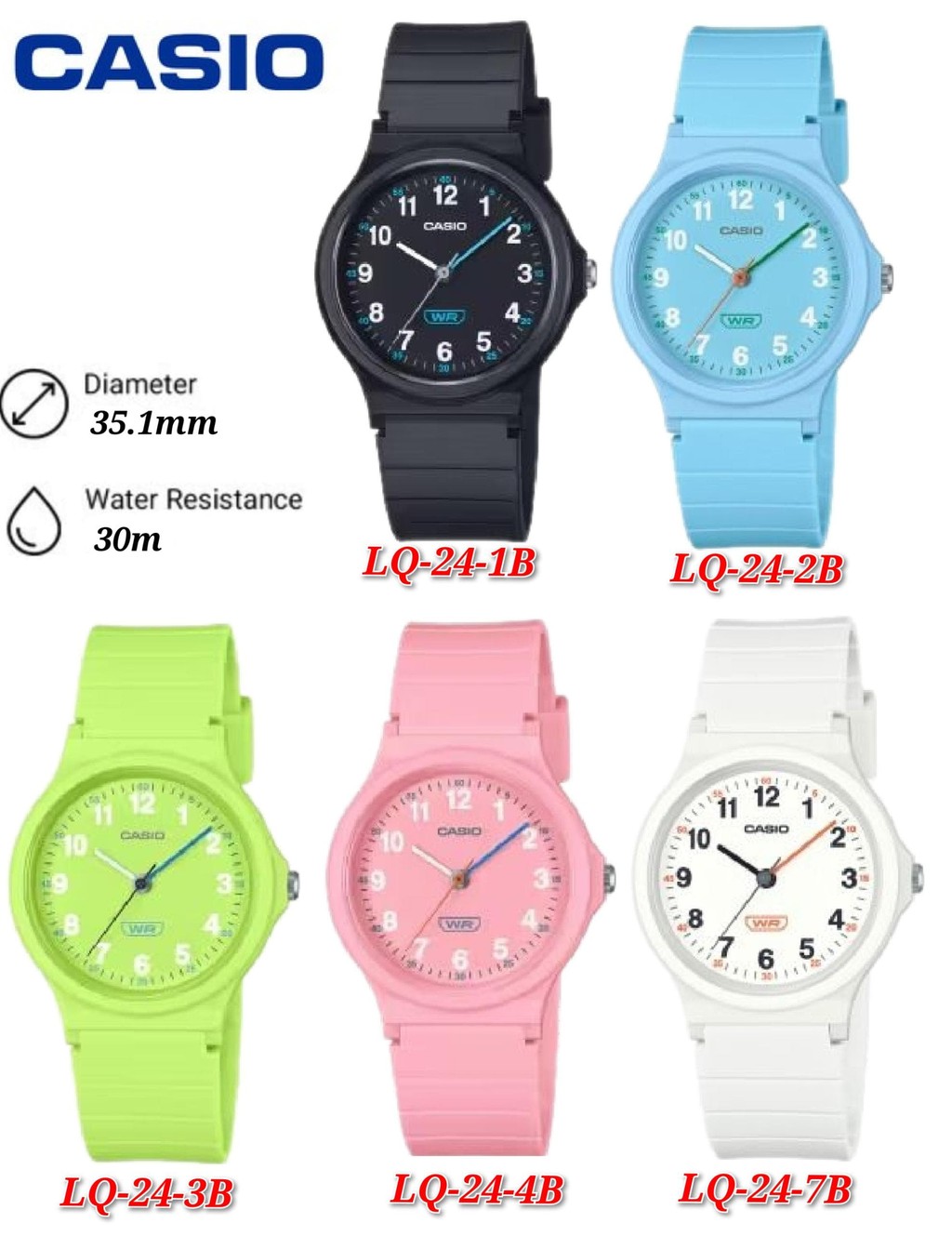 Casio General LQ-24B Resin Band Women Youth Watch | Shopee Malaysia