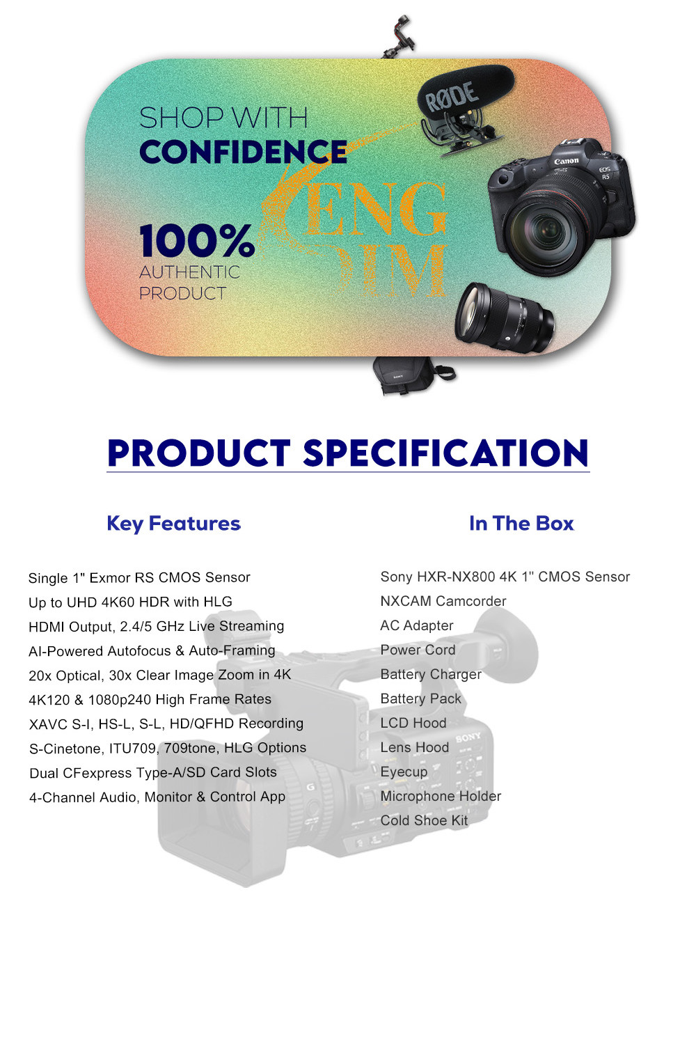 Sony HXR-NX800 4K 1" CMOS Sensor NXCAM Camcorder | Shopee Malaysia