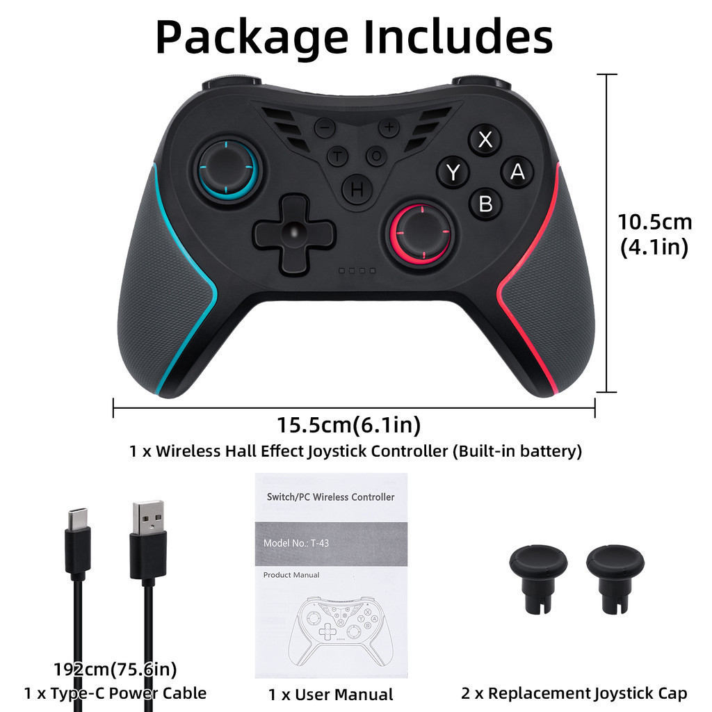SAIKODA Nintendo Switch / PS4 Wireless Pro Controller with Bluetooth ...