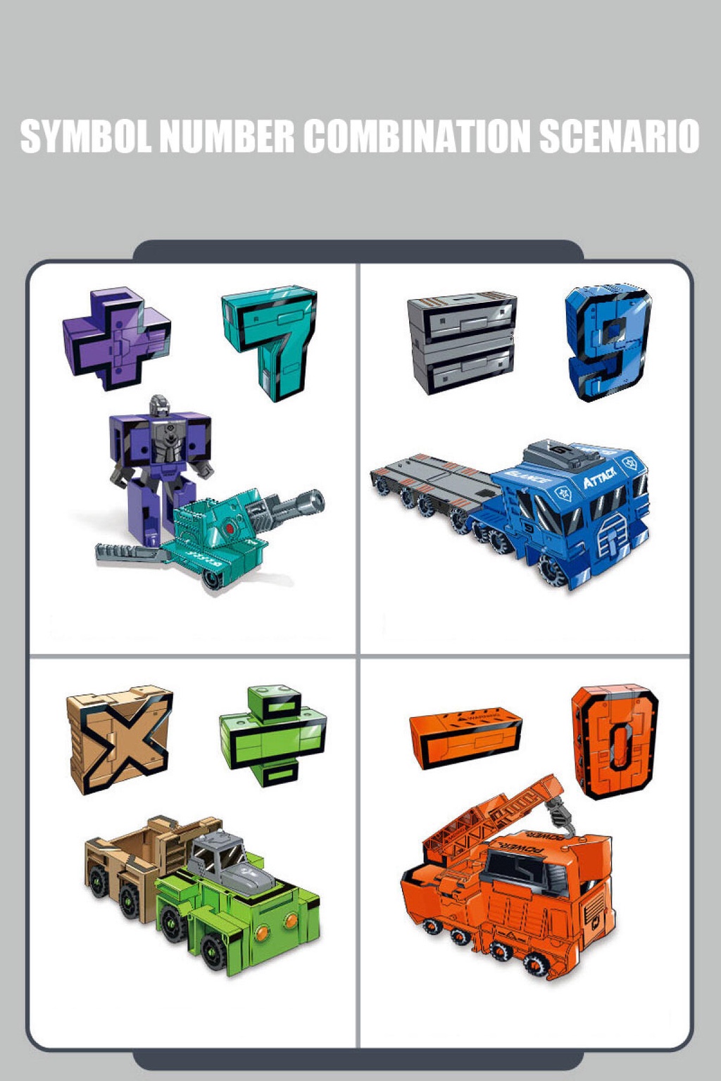 10PCS TRANSFORMATION NUMBER ROBOT TOY BUILDING BLOCKS DEFORMATION ...
