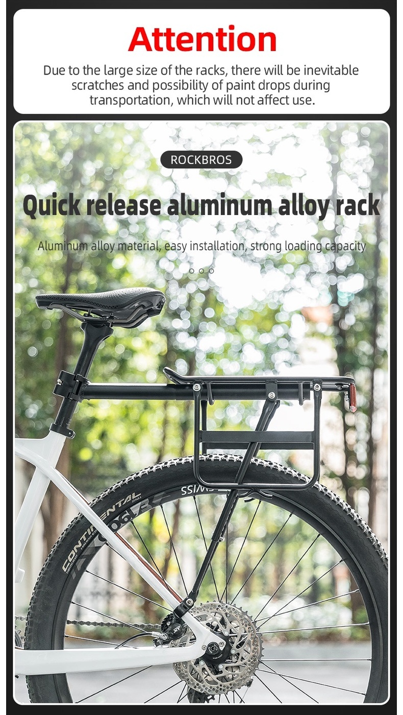 ROCKBROS Bicycle Cargo Rack Rear Bike Pannier Rack Quick Release MTB ...