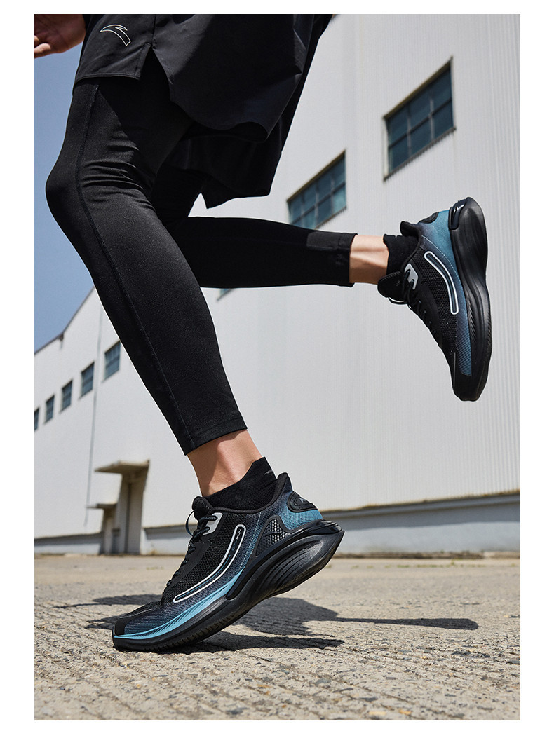 ANTA Men Lightweight CITY Running Shoes - Black/Pitch Blue/Silver ...