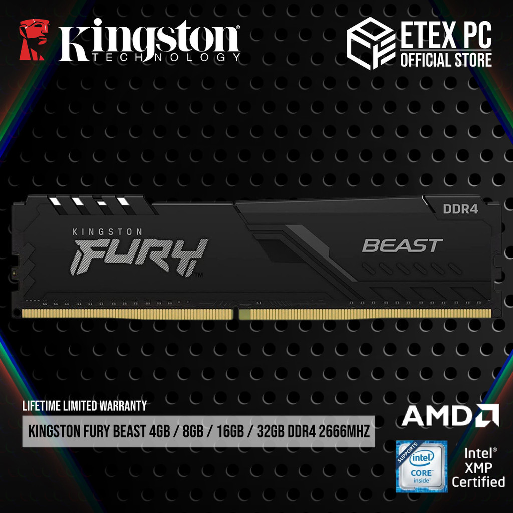 Kingston Fury Beast 4GB / 8GB / 16GB / 32GB DDR4 2666MHZ Memory Ram ...