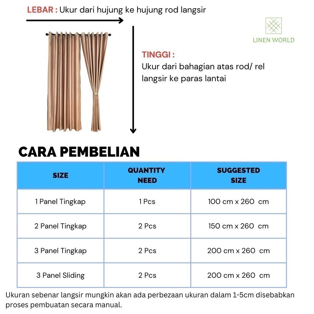Jun15 LTD| Langsir Semi Blackout, Langsir Tebal, Curtain Plain Warna ...