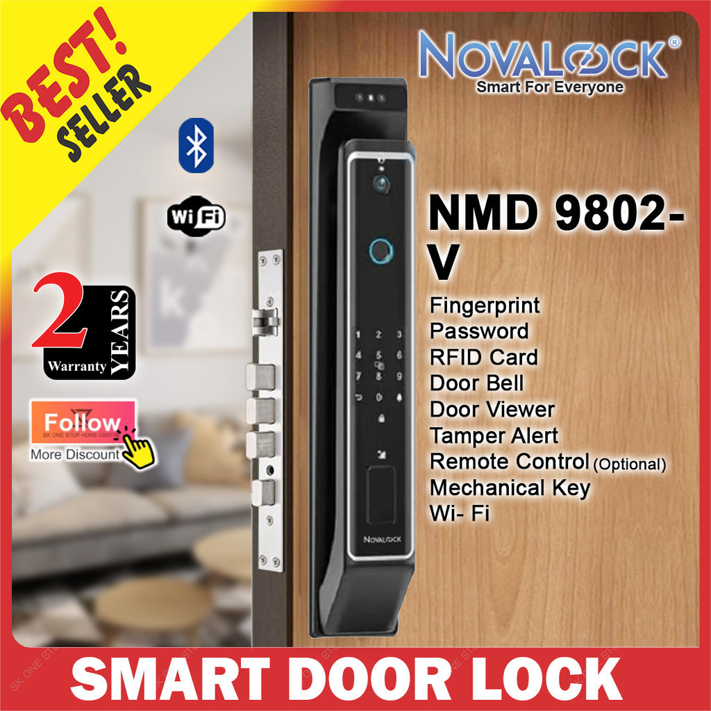 Novalock NDM 9802 V SMART DIGITAL DOOR LOCK (Door Viewer, Door Bell ...