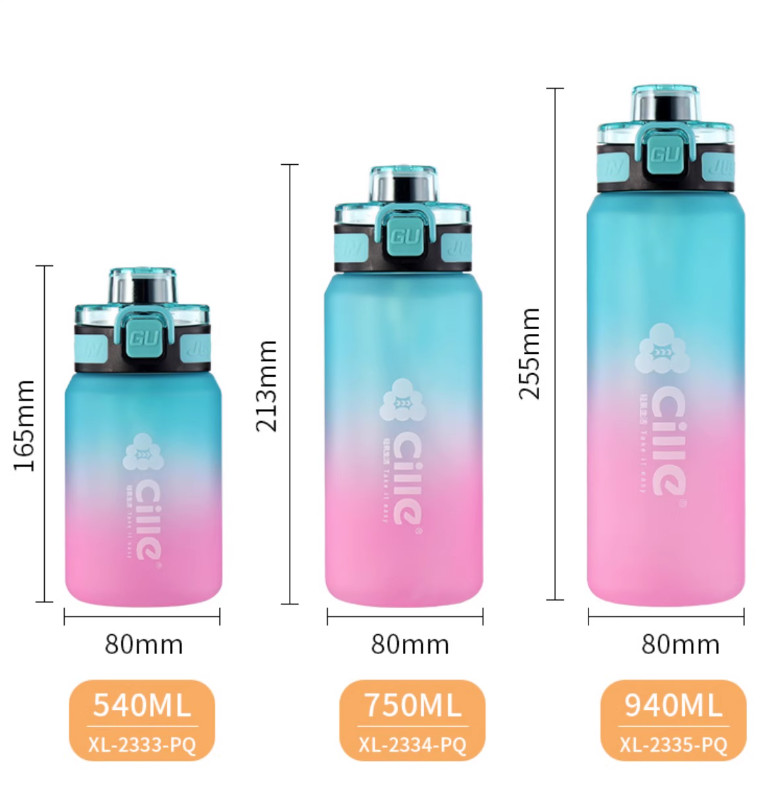 Cille 540ml/760ml/920ml/950ml Gradient Colour Large Capacity Leakproof ...