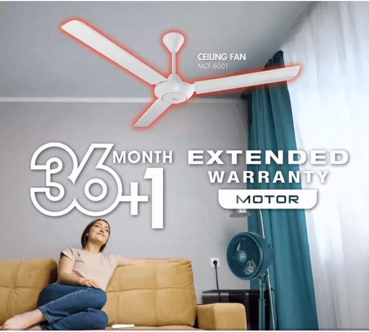 MILUX MCF-6001 60" 60 Inch 3 Metal Blade SIRIM White 5 Speed Non Remote ...