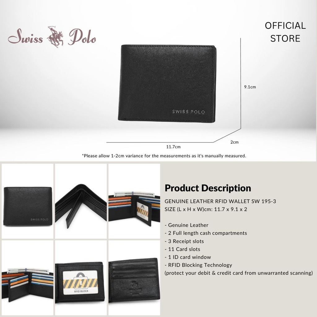 SWISS POLO Genuine Leather Long/Short RFID Wallet SW 193/SW 194/SW 195 ...