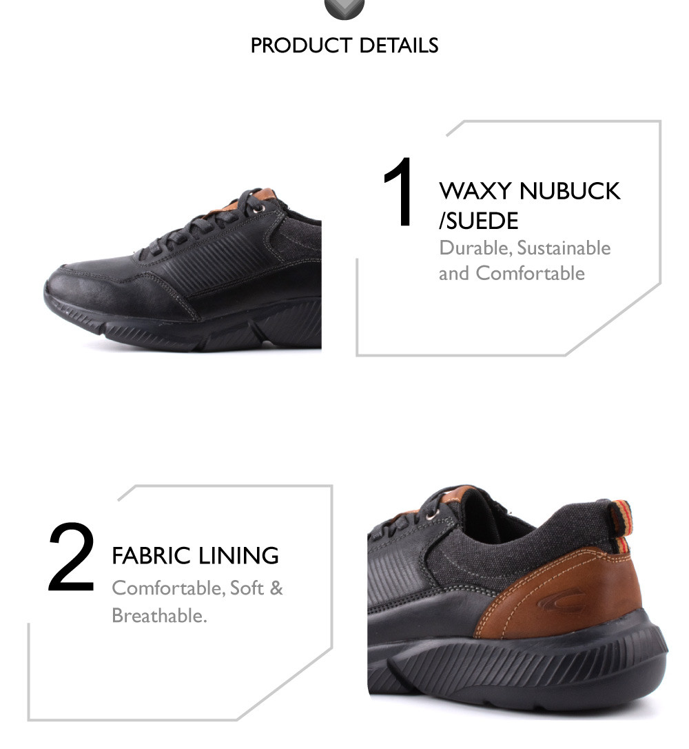 camel active Suede Leather Lace Up Shoes Men Black ALTO 852410-AA3-1 ...