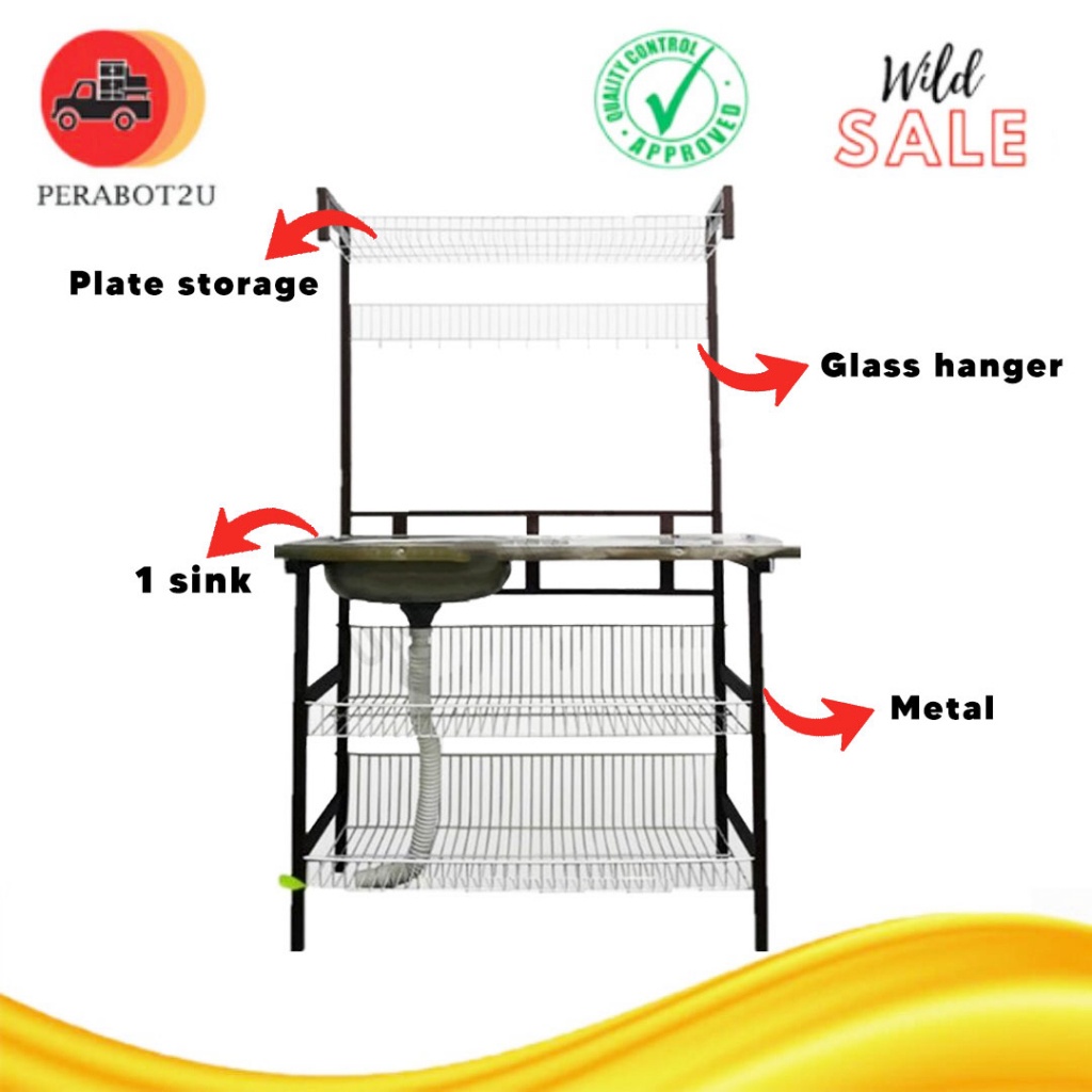 P2U 3V Rak Besi/Rak sinki besi/rak besi tinggi/metal rack/sink rack ...