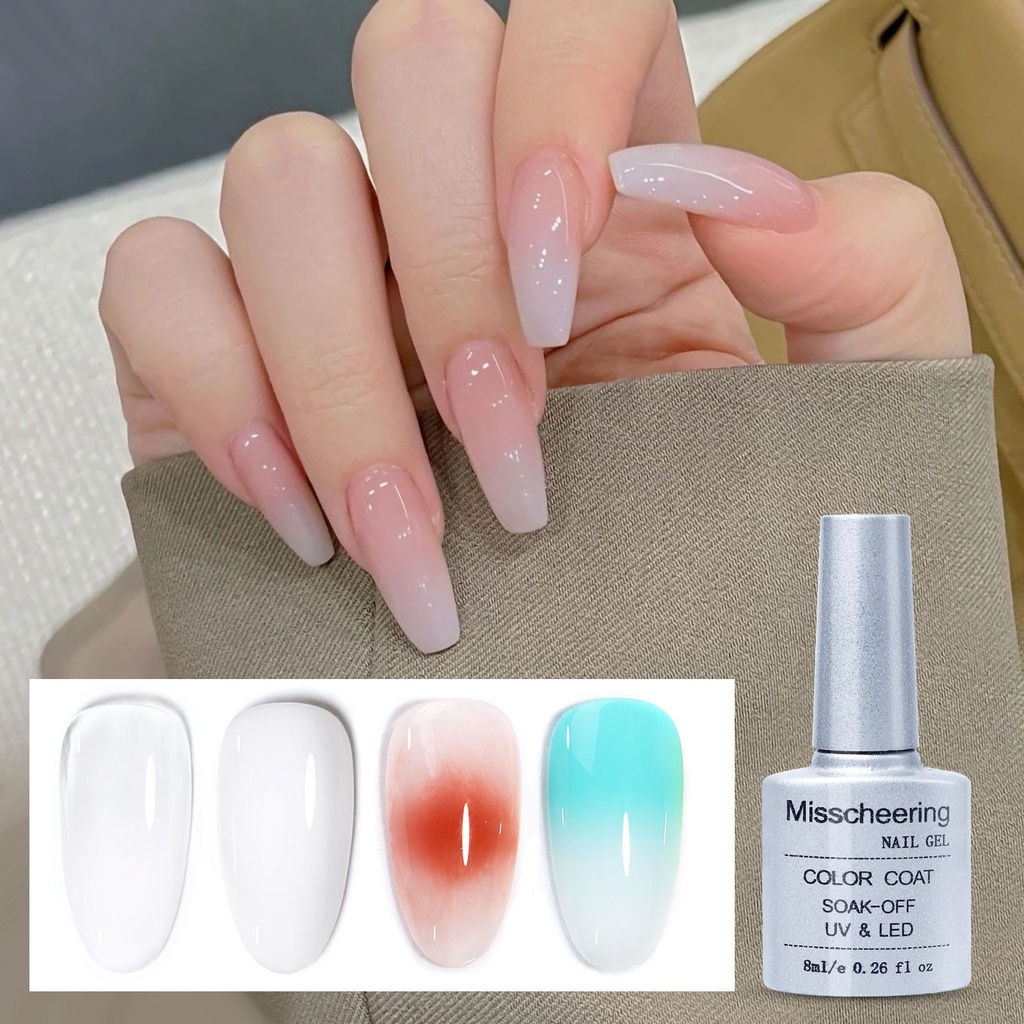 8ml Sheer White Milky Gel Polish Nail Art Egg Milk Protein Blooming ...
