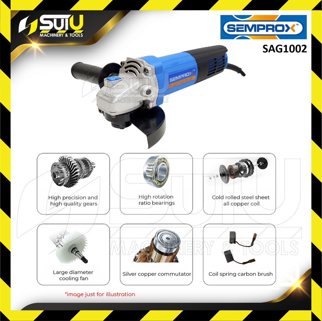 SEMPROX SAG1002 4" Angle Grinder 850W 11000RPM w/ Free Accessories ...