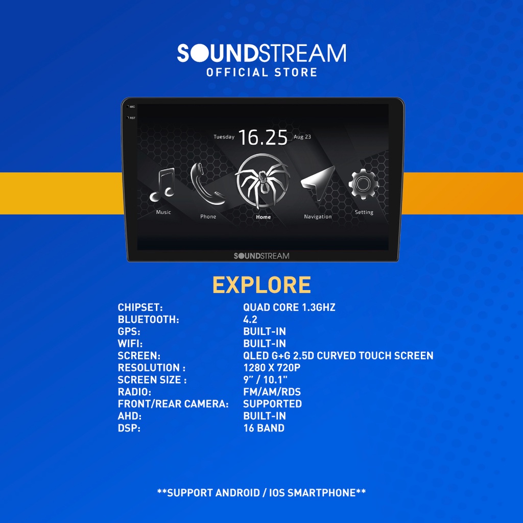 SOUNDSTREAM Anzuo Explore DSP Android Car Player (9"/10"/1 + 32GB ...