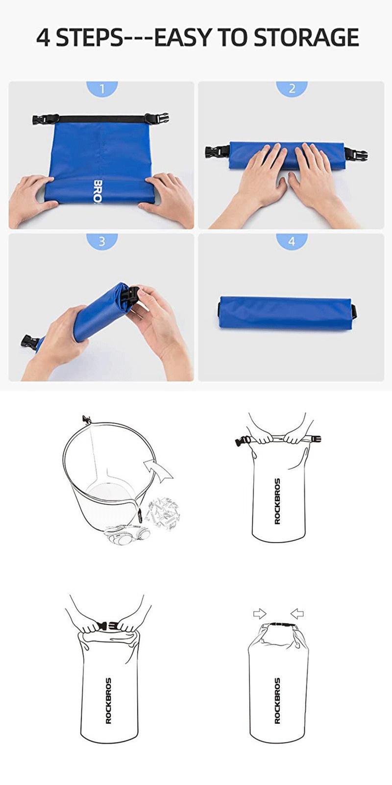 【MY Delivery】ROCKBROS Outdoor Ocean Pack Waterproof Dry Bucket Bag (2L/5L/10L/20L/30L/40L ...