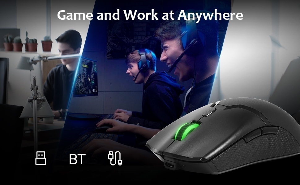 DELUX M800 Pro RGB Optical Rechargeable Programmable Wireless Gaming Mouse Type C Wired 19000 ...