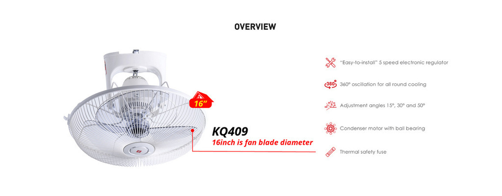 KDK Kq409 Auto Fan – 16 Inch Fan Blade, Regulator Control, 360 ...