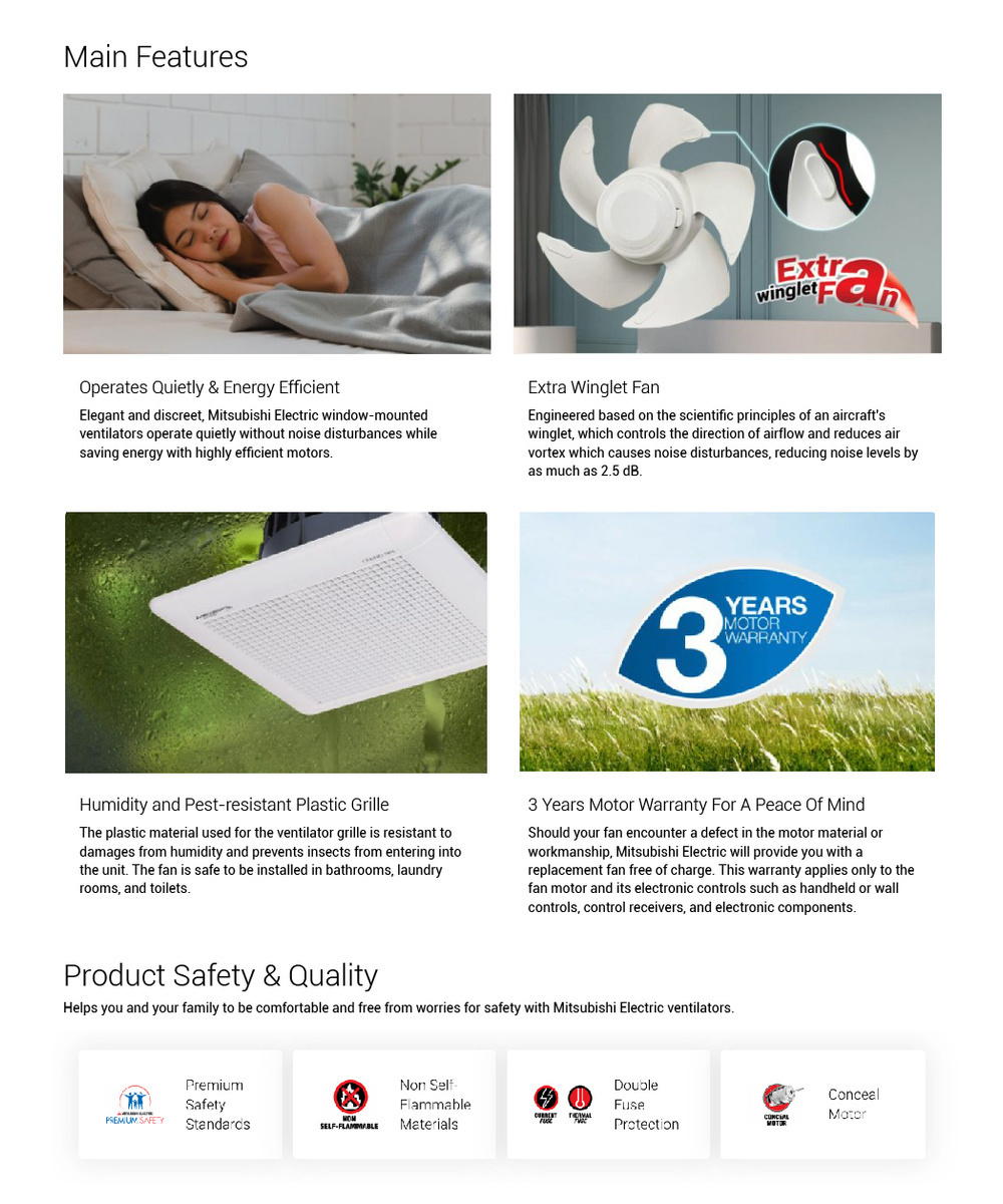 Mitsubishi Ceiling Ventilating Exhaust Fan EX-15sc6t - (6” - Fan Blade ...