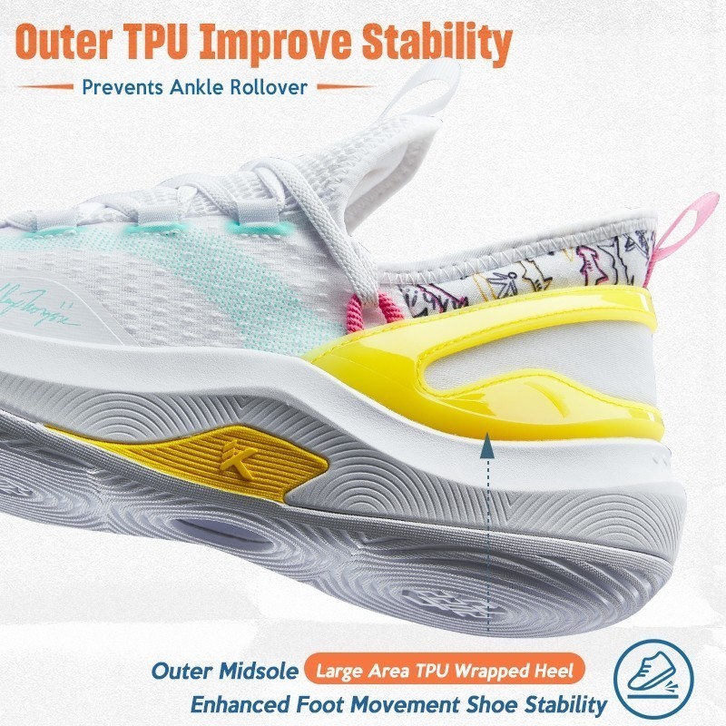 ANTA KT Team Fly Basketball Shoes - White/Green/Lemon Yellow 1124B1606 ...